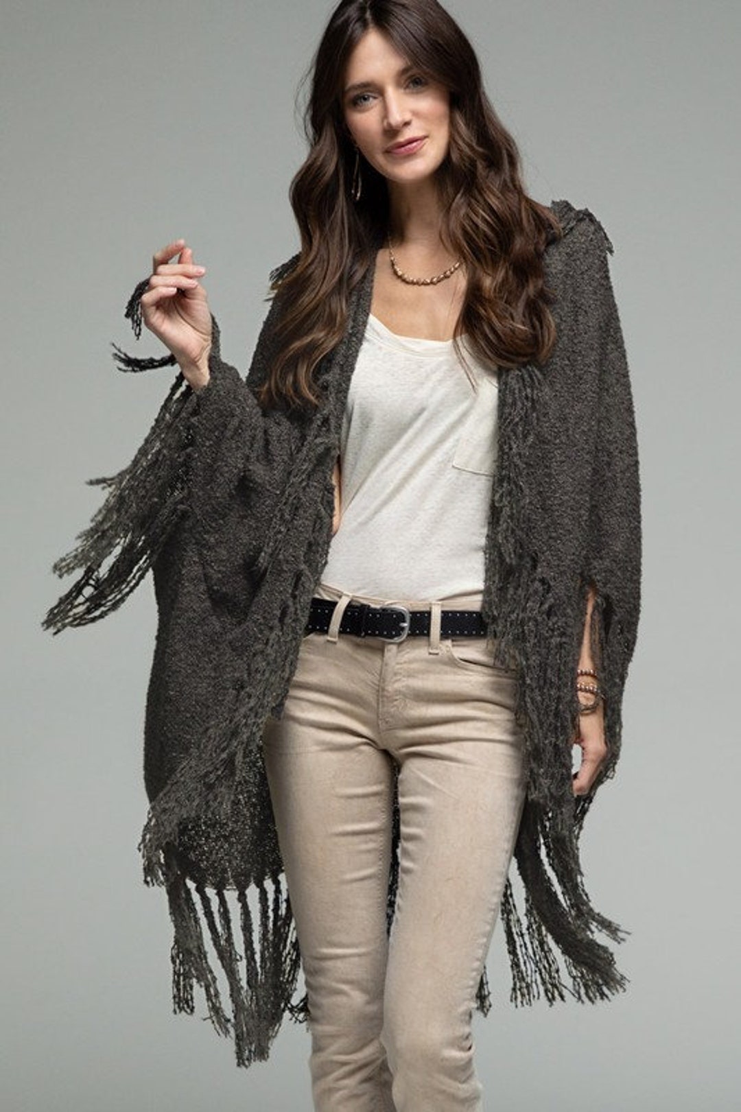 Boucle Yarn Knit Cocoon Sweater Ruana FINAL SALE - Etsy