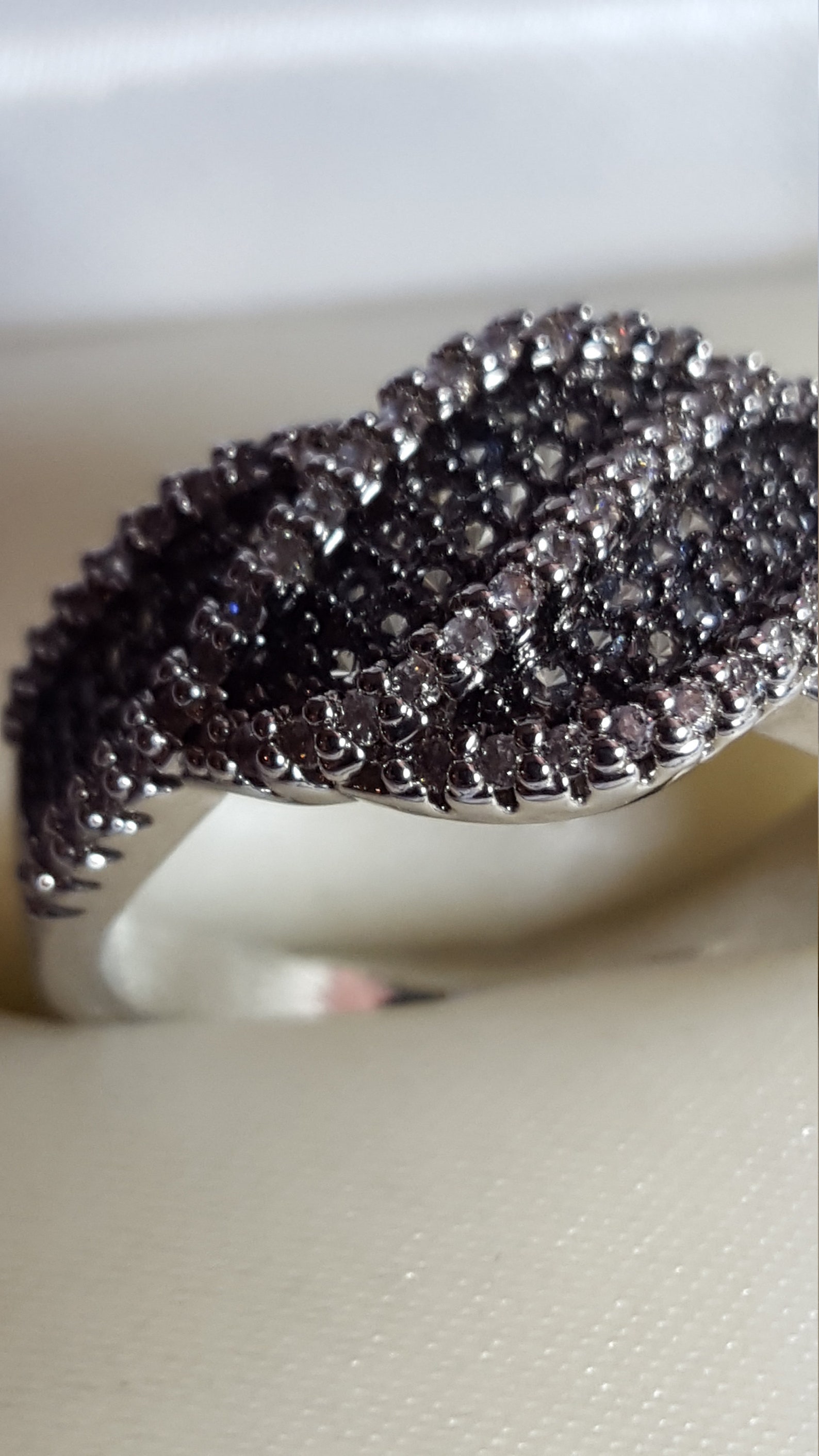 Cluster Cocktail Sparkle Ring Black and Clear Cubic Zirconia | Etsy