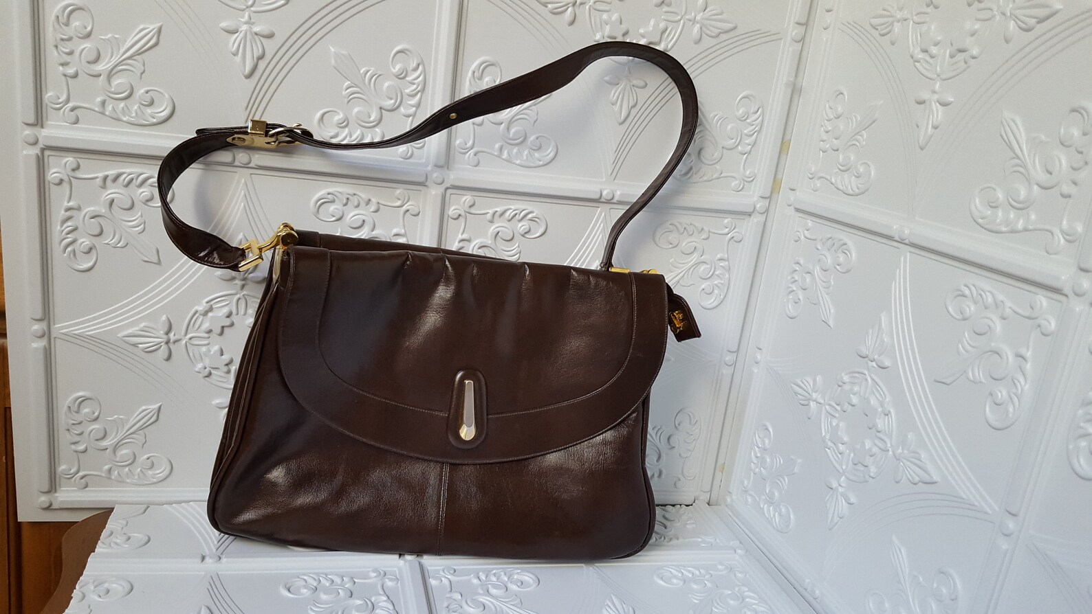 Rare and Retro Vintage Shoulder Bag Brown Leather and inside | Etsy