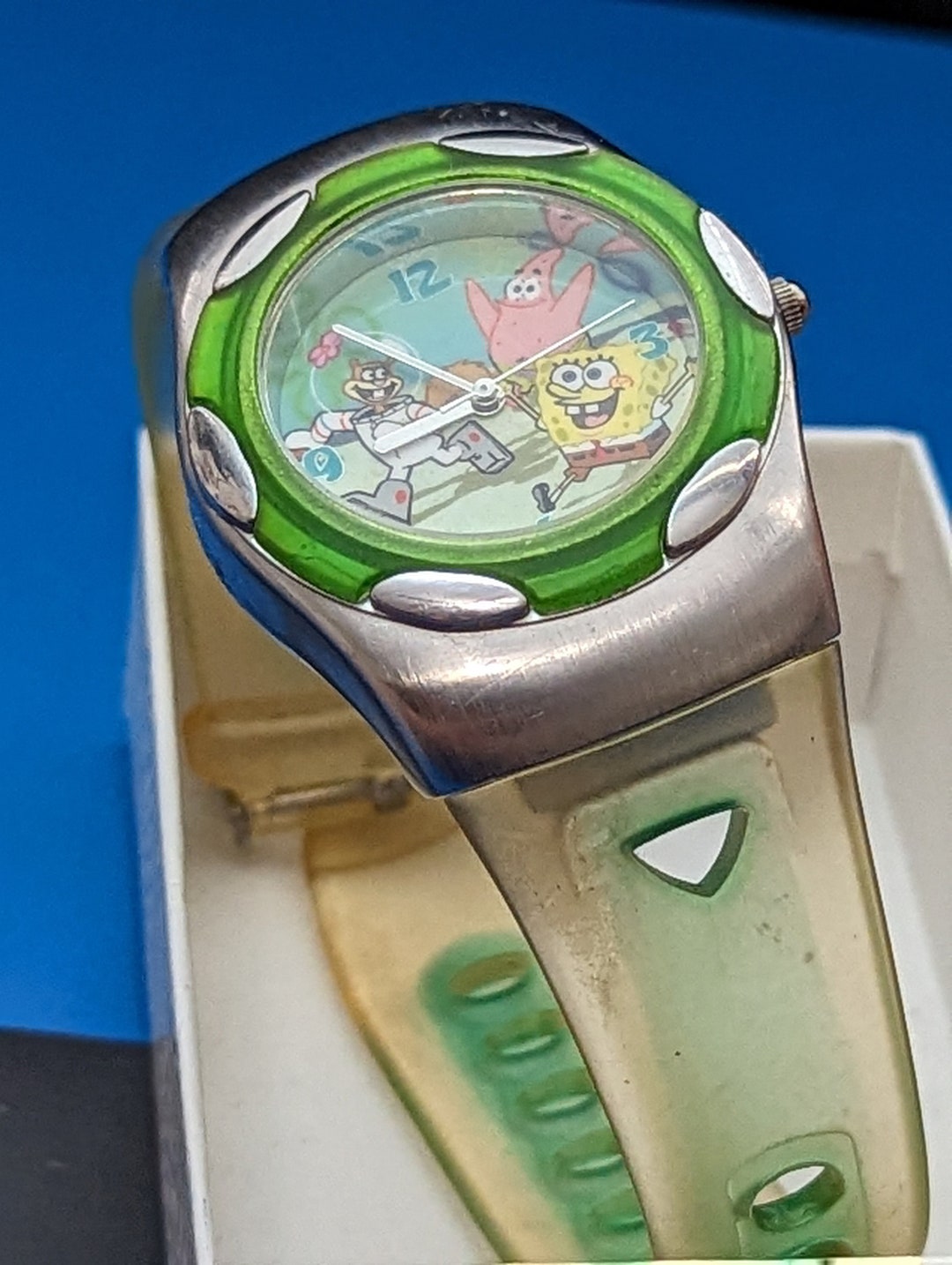 Sponge Bob Watch With Clear Plastic Wrap Band Square Bob Working - Etsy