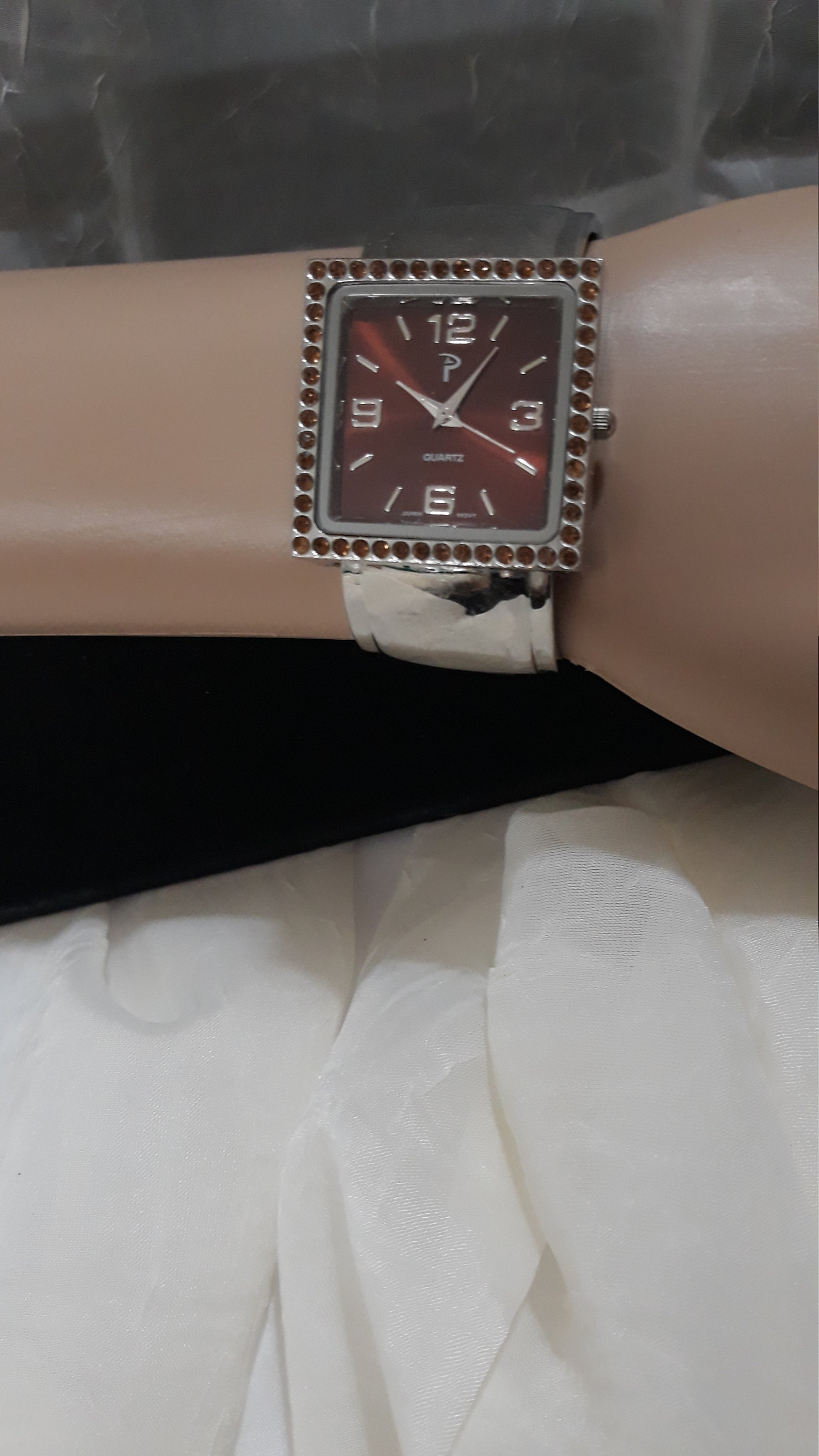 Silver Tone Chrome Watch With Monogram P Quartz Easy Watch - Etsy