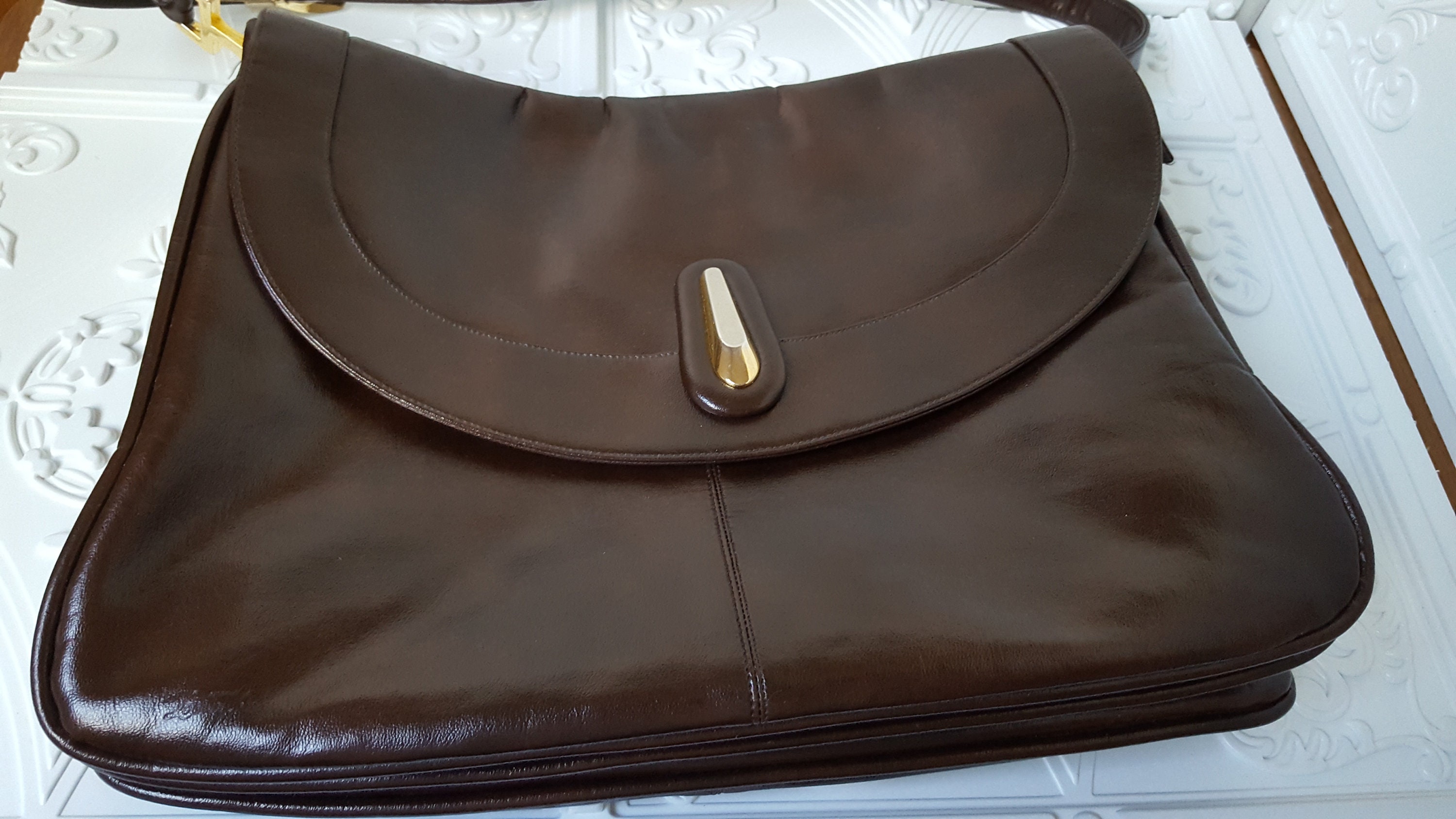 Rare and Retro Vintage Shoulder Bag Brown Leather and inside | Etsy