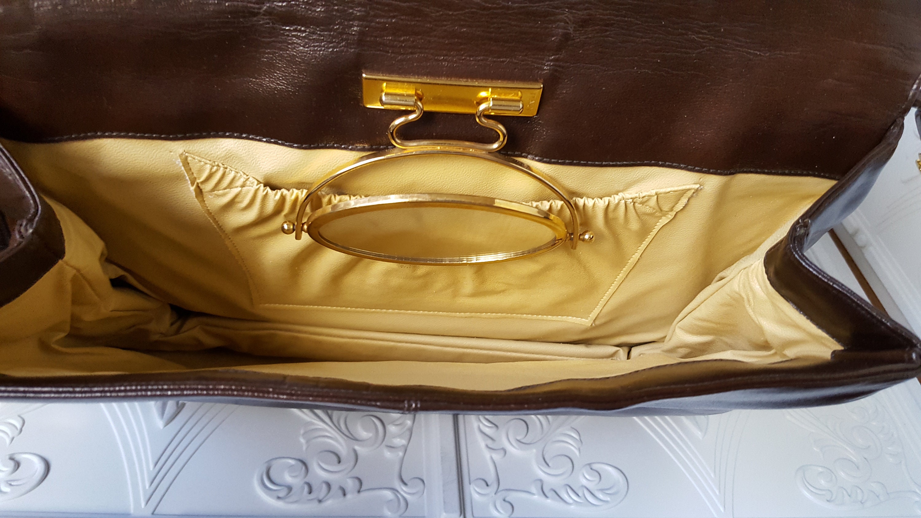 Rare and Retro Vintage Shoulder Bag Brown Leather and inside | Etsy