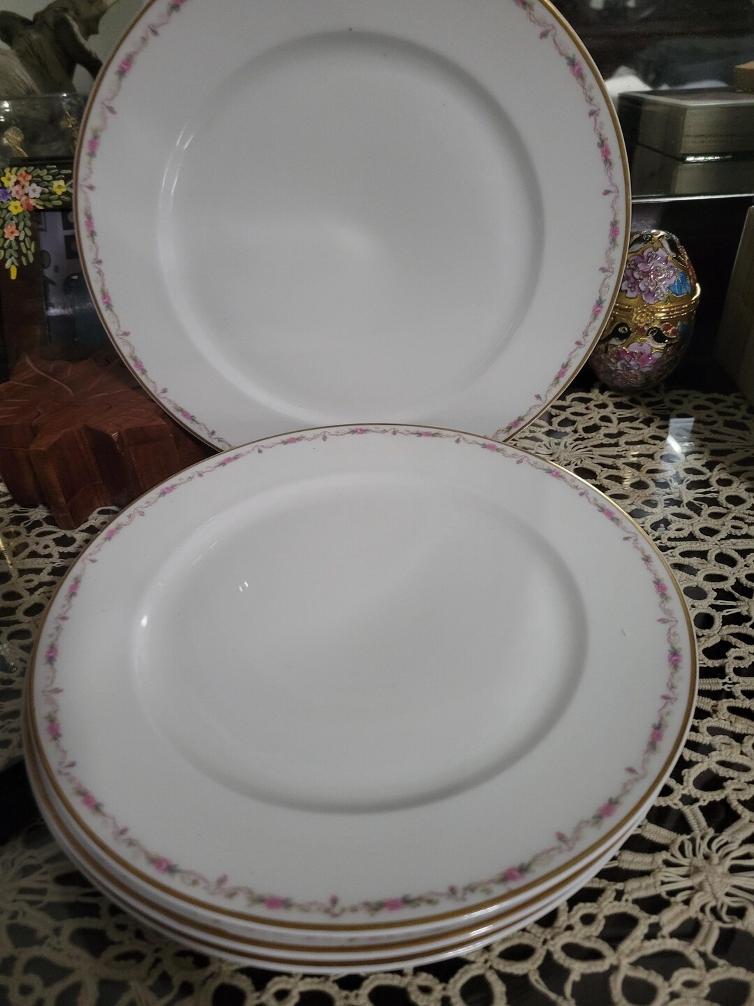 Antique Roses Garlands Dinner Plates Set of 4 Warwick China - Etsy