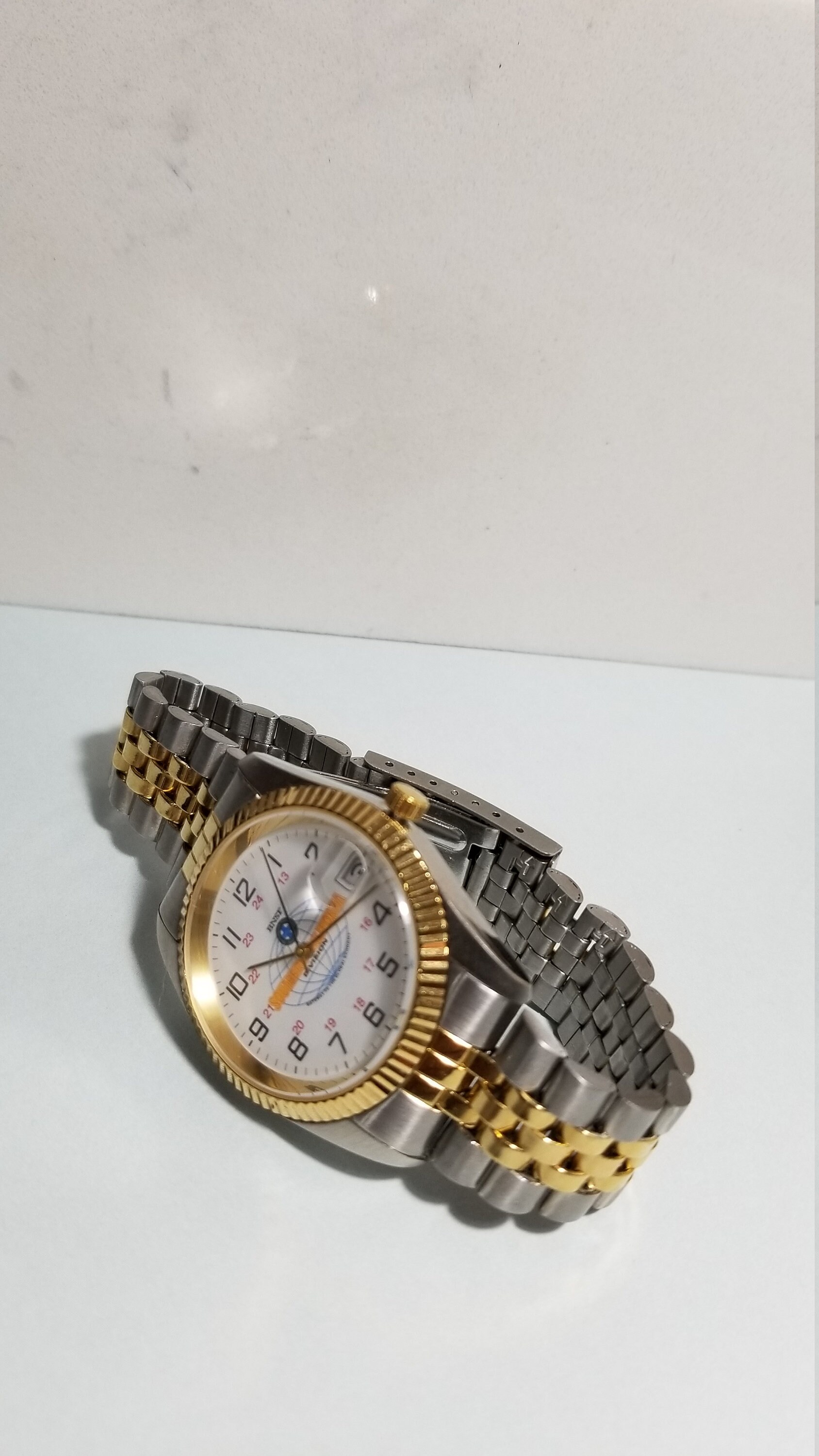 Vintage Selco Geneve Day Date Men's Quartz Watch Stainless Steel Ford ...