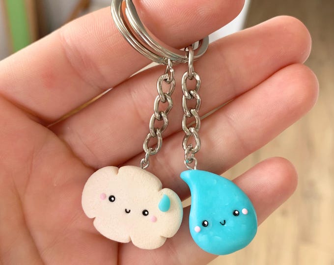 Felt Rain Droplet, Rainbow, Cloud Keychain, Kawaii Cute Gift, Light ...