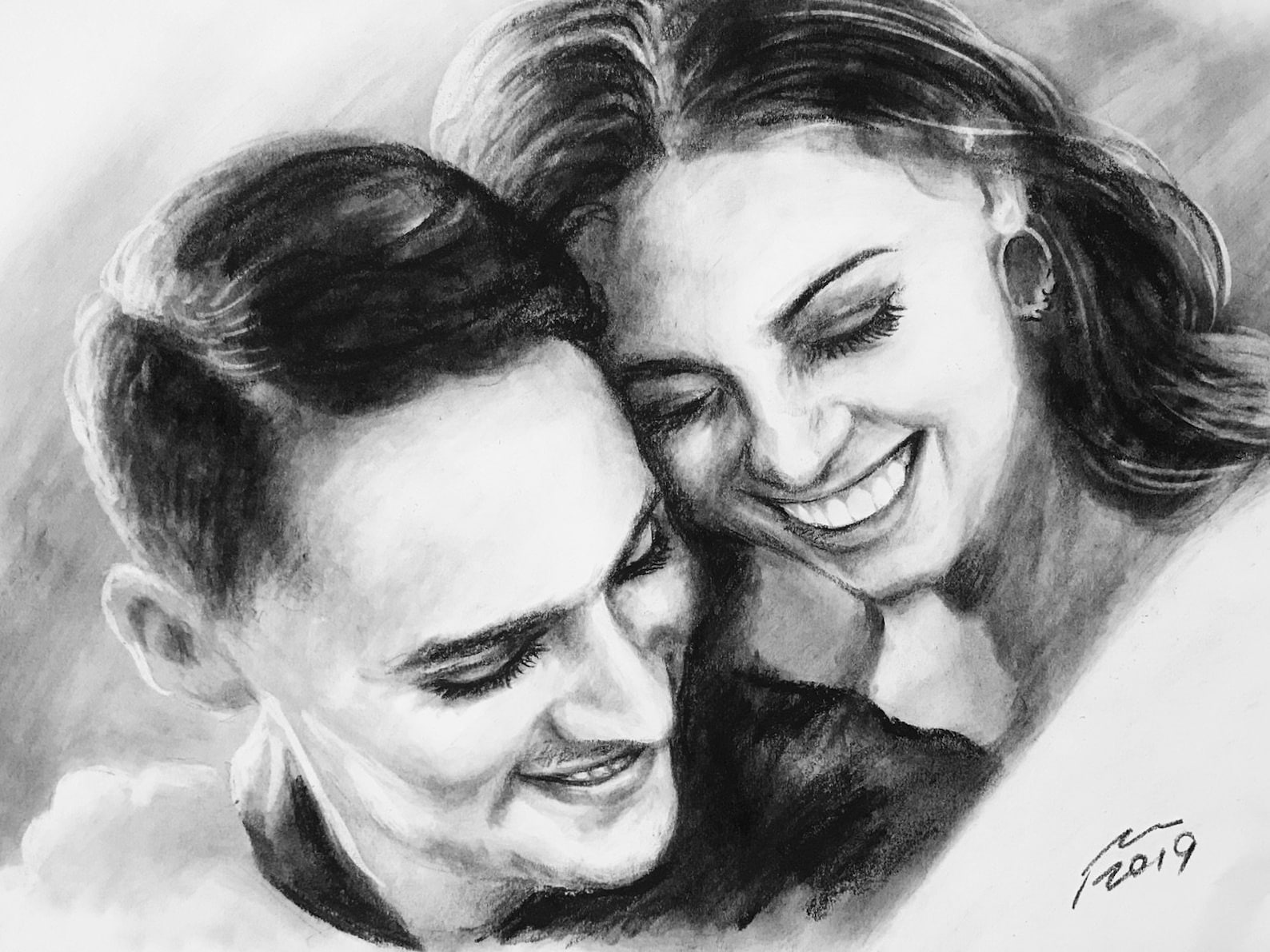 Custom Charcoal Portrait, Custom Drawing of Person, Custom Drawing of ...