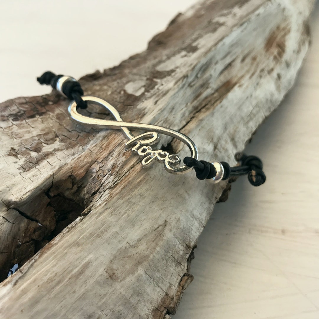 HOPE Leather Bracelet, Infinity Symbol With Lettering Hope, Infinity ...