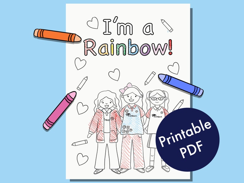 Im A Rainbow Colouring Page Girl Guiding Printable - Etsy