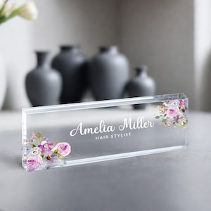 Name Desk Plate, Personalized Desk Plaque, Acrylic Name Plate for Desk ...