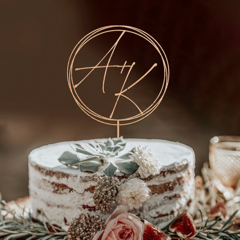 Gold Wedding Cake Topper Custom Monogram Custom Initials Cake - Etsy