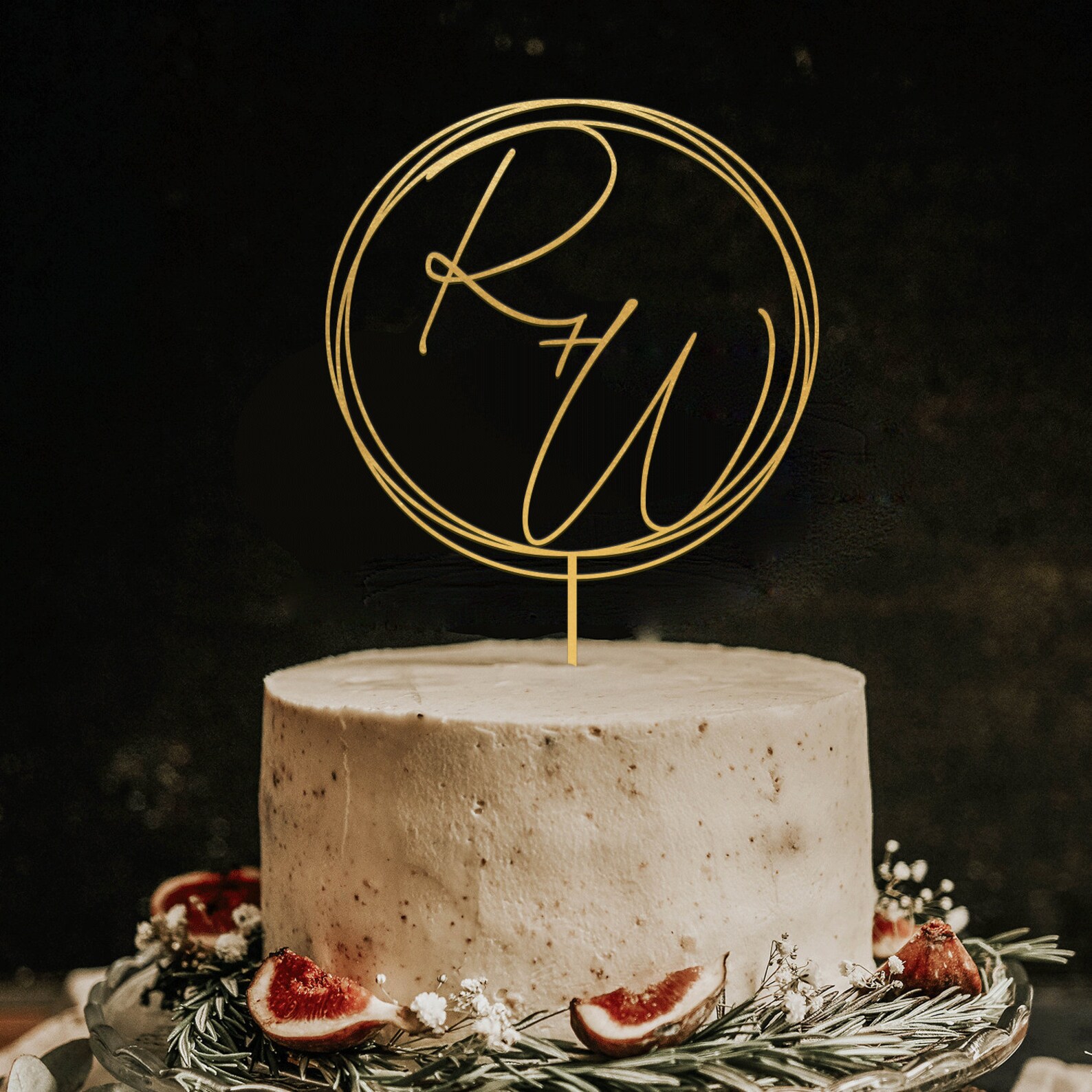 Gold Wedding Cake Topper Custom Monogram Custom Initials Cake - Etsy