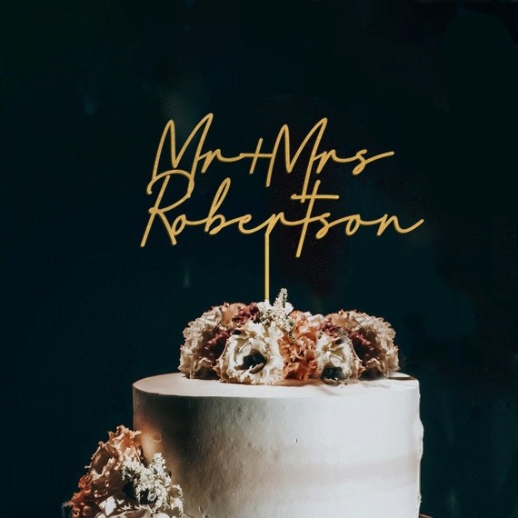 Gold Cake Topper for Wedding Personalized Cake - Etsy