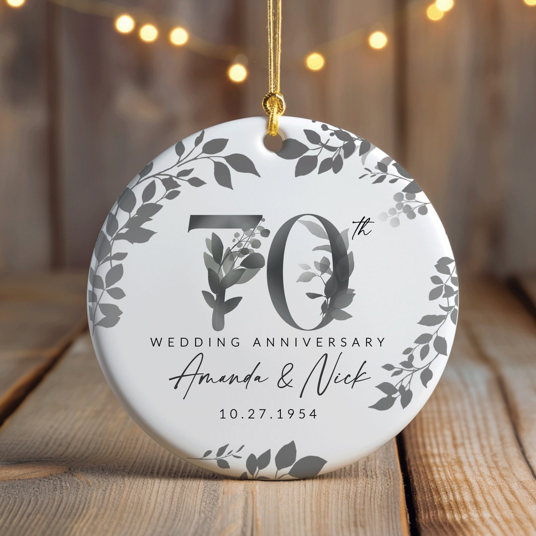 Personalized 70th Anniversary Ornament, Platinum 70th Wedding ...