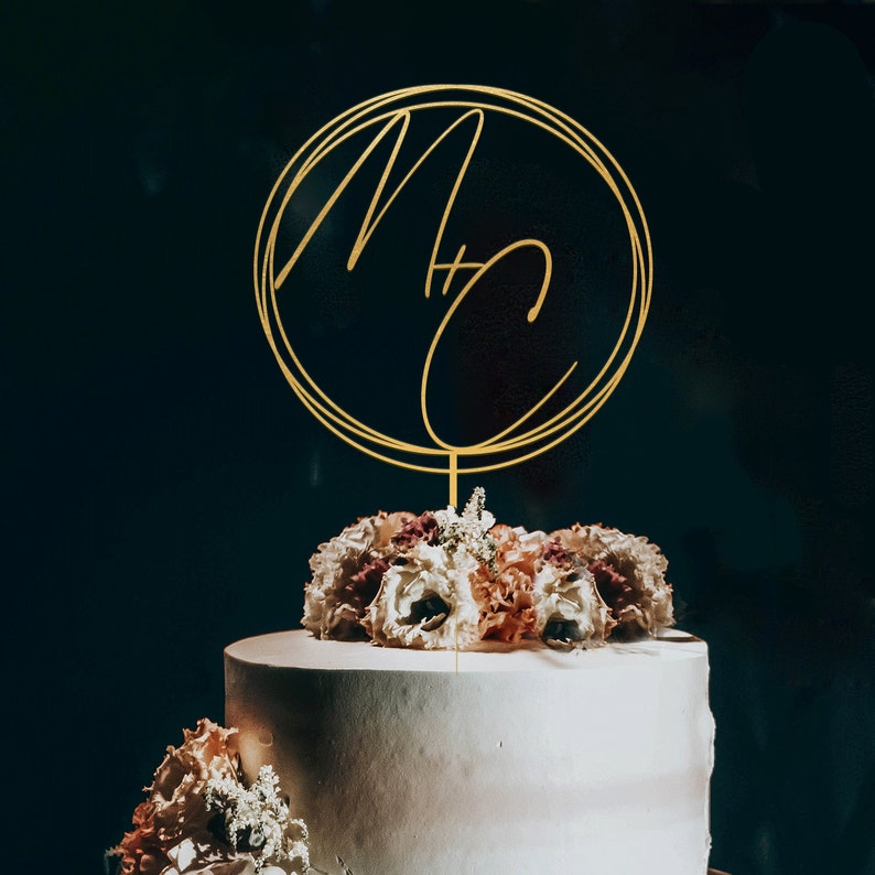 Gold Wedding Cake Topper Custom Monogram Custom Initials Cake - Etsy