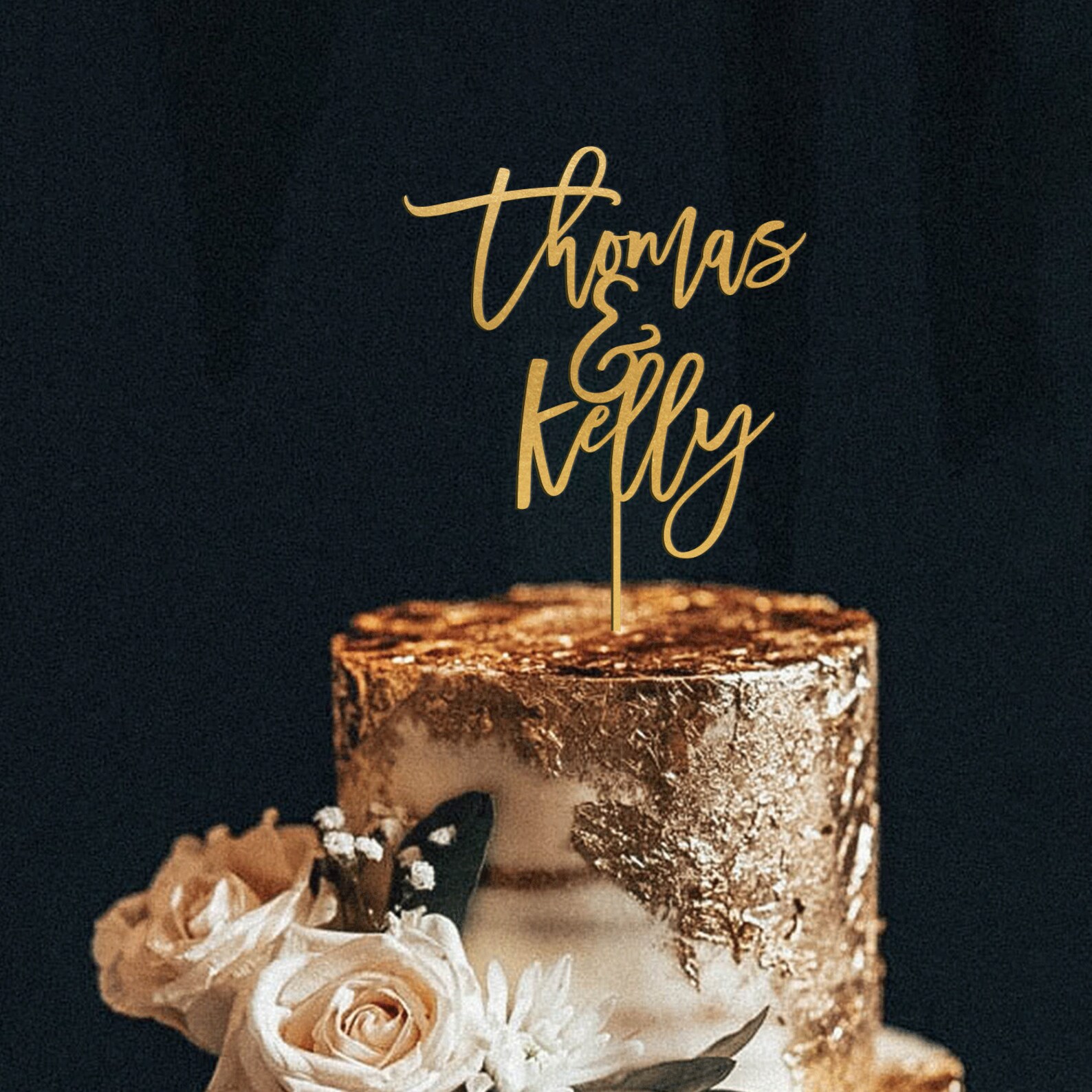 Wedding Cake Topper Gold Personalized Cake Topper - Etsy
