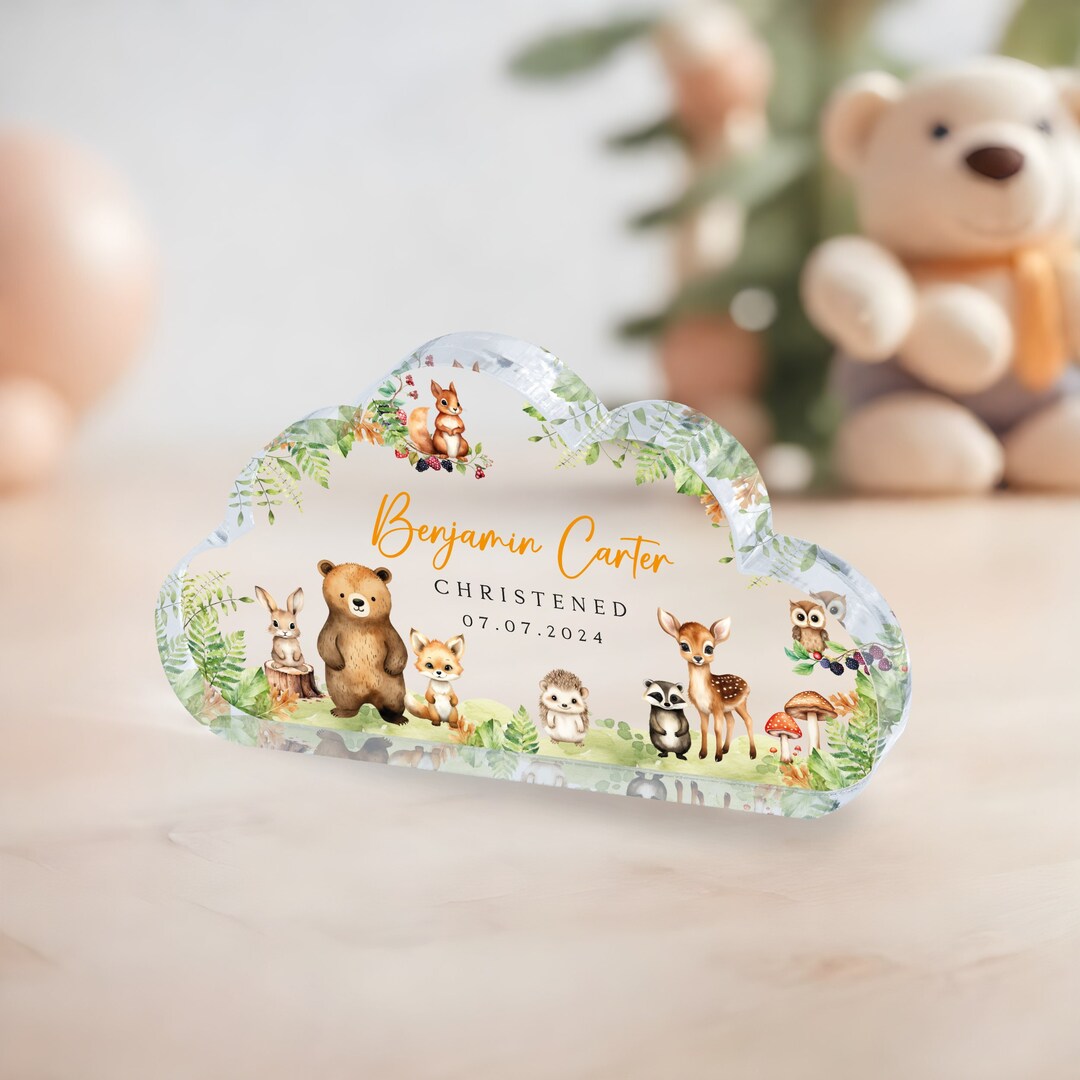 Personalized Boy Christening Gift, Baptism Gift for Boy, Woodland ...