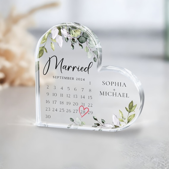 Personalized Wedding Gift Married Calendar Acrylic Plaque Wedding Gift for Couple Married Plaque Gift for Couple Wedding Keepsake Gift