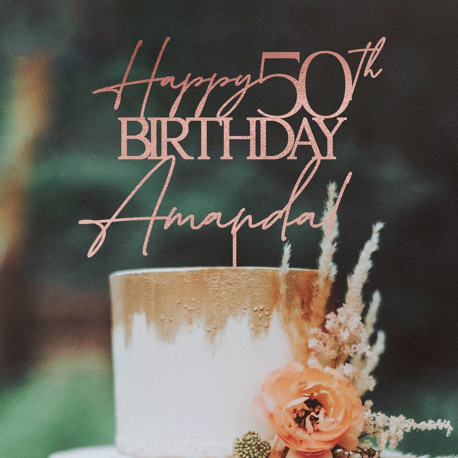 Happy 50th Birthday Cake Topper, Custom Cake Toppers for Birthday ...