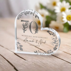 70th Wedding Anniversary Gift, Personalized Platinum 70th Anniversary ...