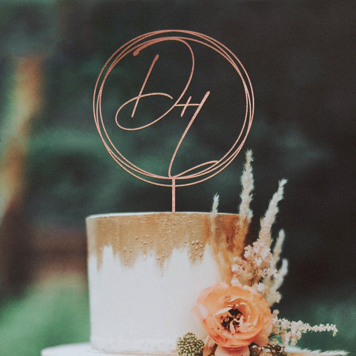 Gold Wedding Cake Topper Custom Monogram Custom Initials Cake - Etsy
