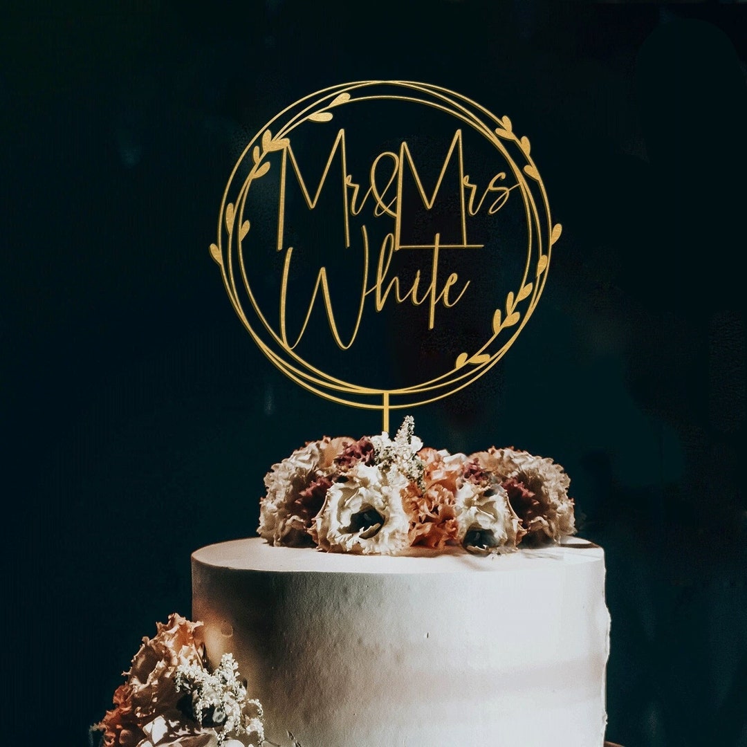 Gold Cake Topper for Wedding Wedding Cake Toppermr and Mrs - Etsy