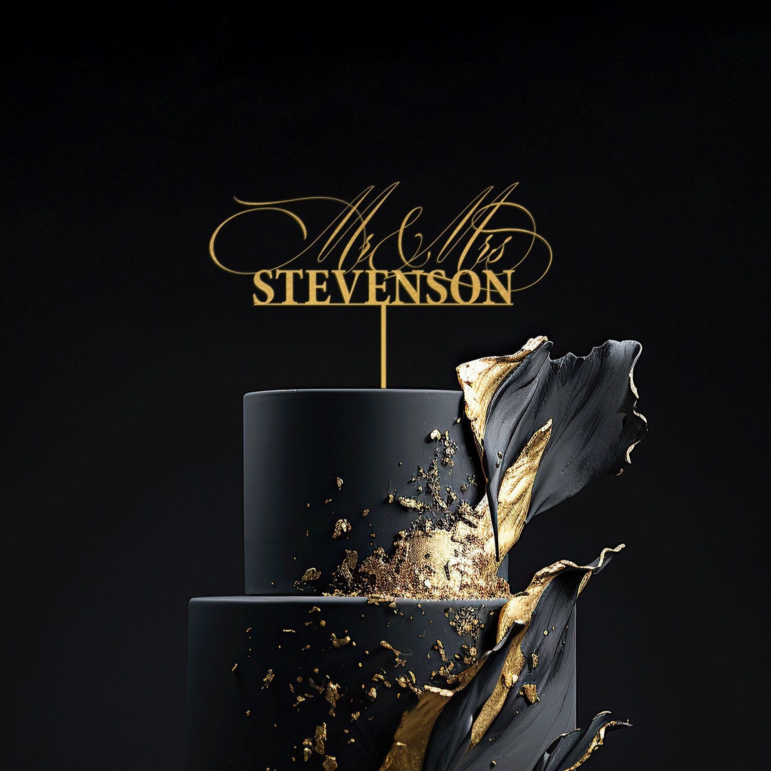 Custom Name Gold Wedding Cake Topper, Personalized Cake Topper, Custom ...