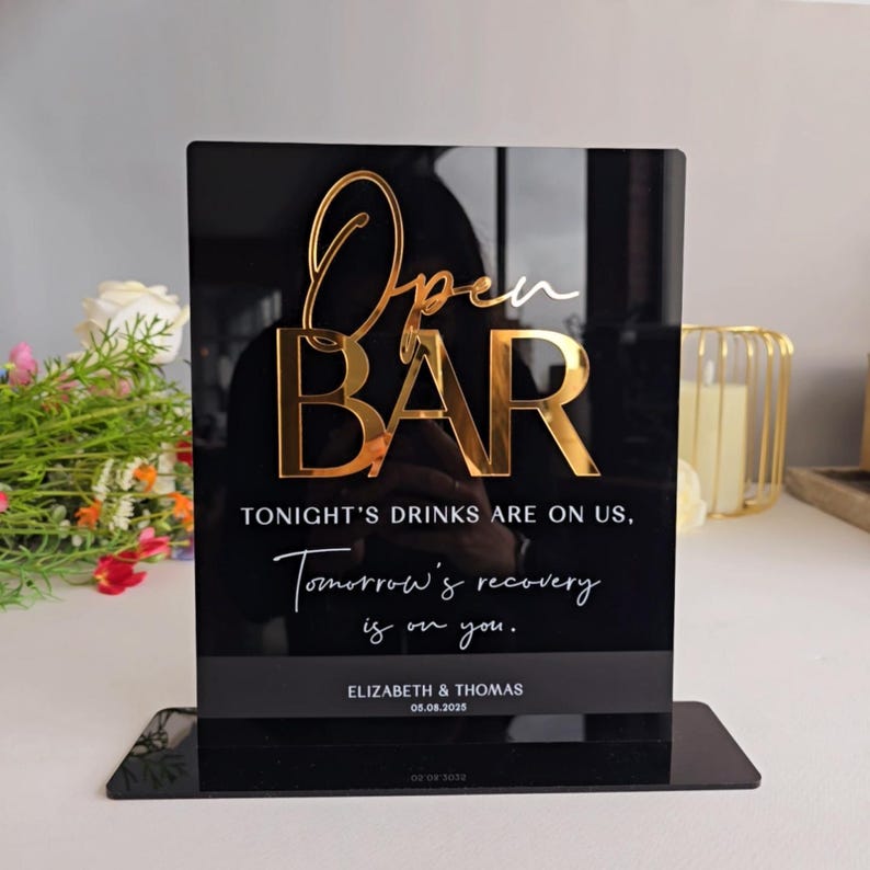 Open Bar Wedding Sign, Wedding Bar Sign, Acrylic Wedding Signs, Open ...