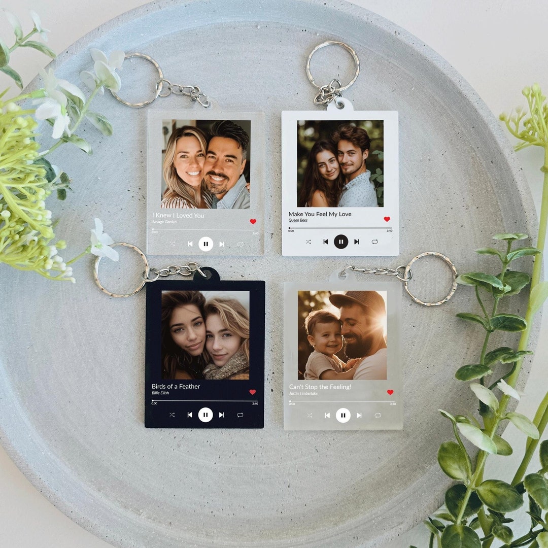 Song Keychain, Music Keyring, Personalized Album Keyring, Custom Photo ...
