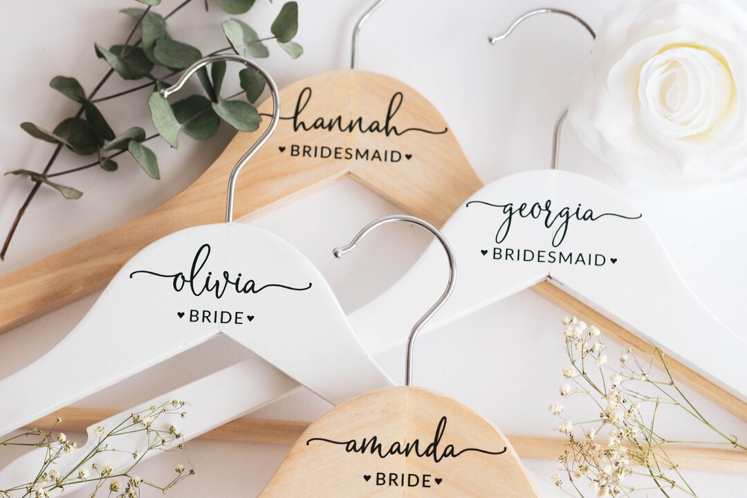 Bridesmaid Hangers With Names, Wedding Name Hangers, Bridal Dress ...