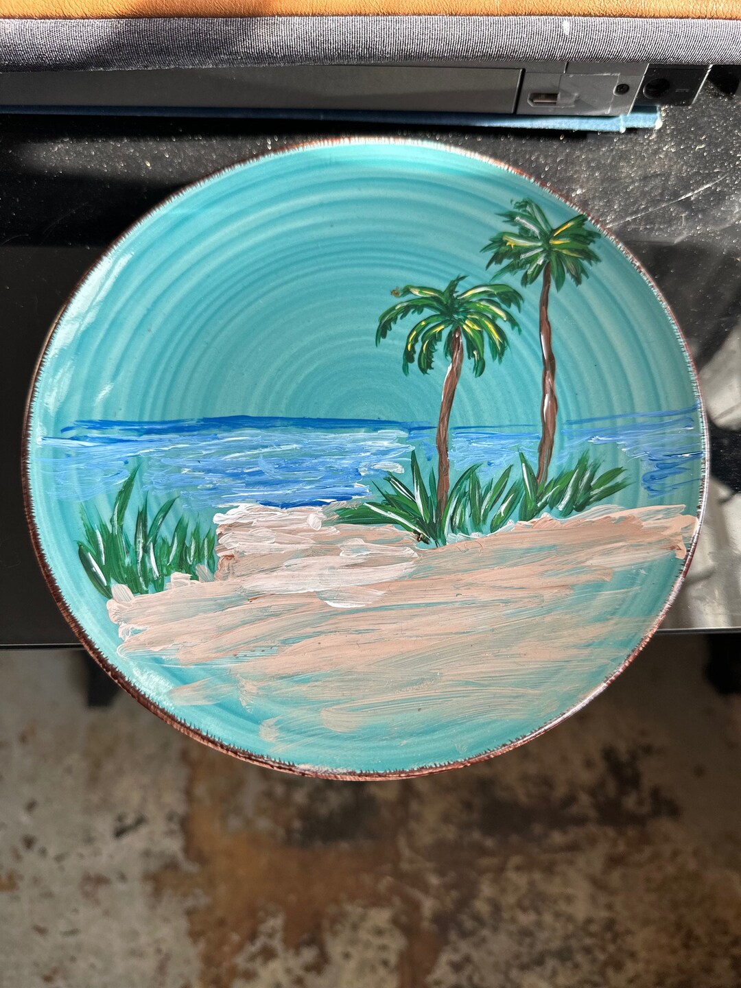 Hand-painted Stoneware Appetizer Plate Tropical Beach Scene - Etsy