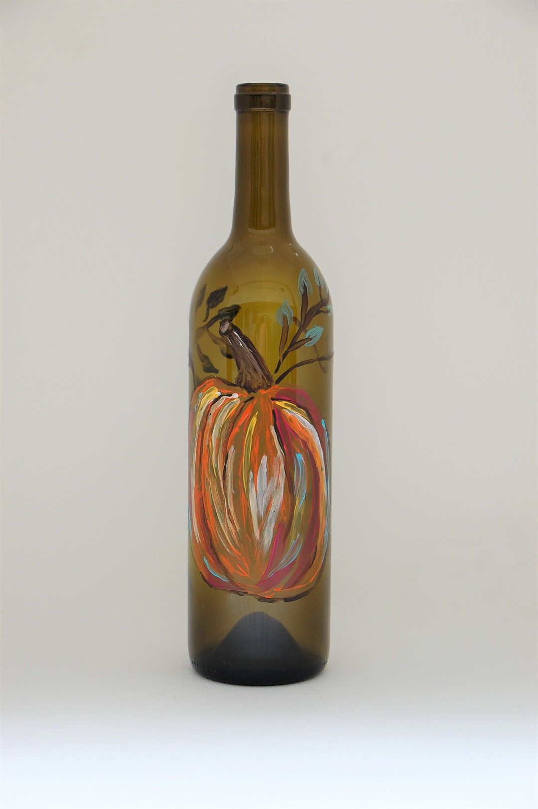 Painted Wine Bottle Fall Pumpkin - Etsy