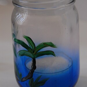 Mason Jar Blue Hand Painted Palm Trees - Etsy