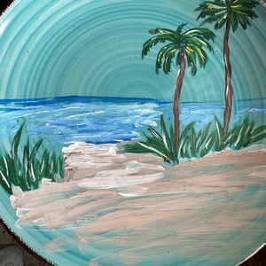 Hand-painted Stoneware Appetizer Plate Tropical Beach Scene - Etsy