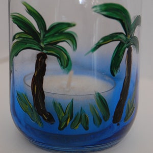 Mason Jar Blue Hand Painted Palm Trees - Etsy
