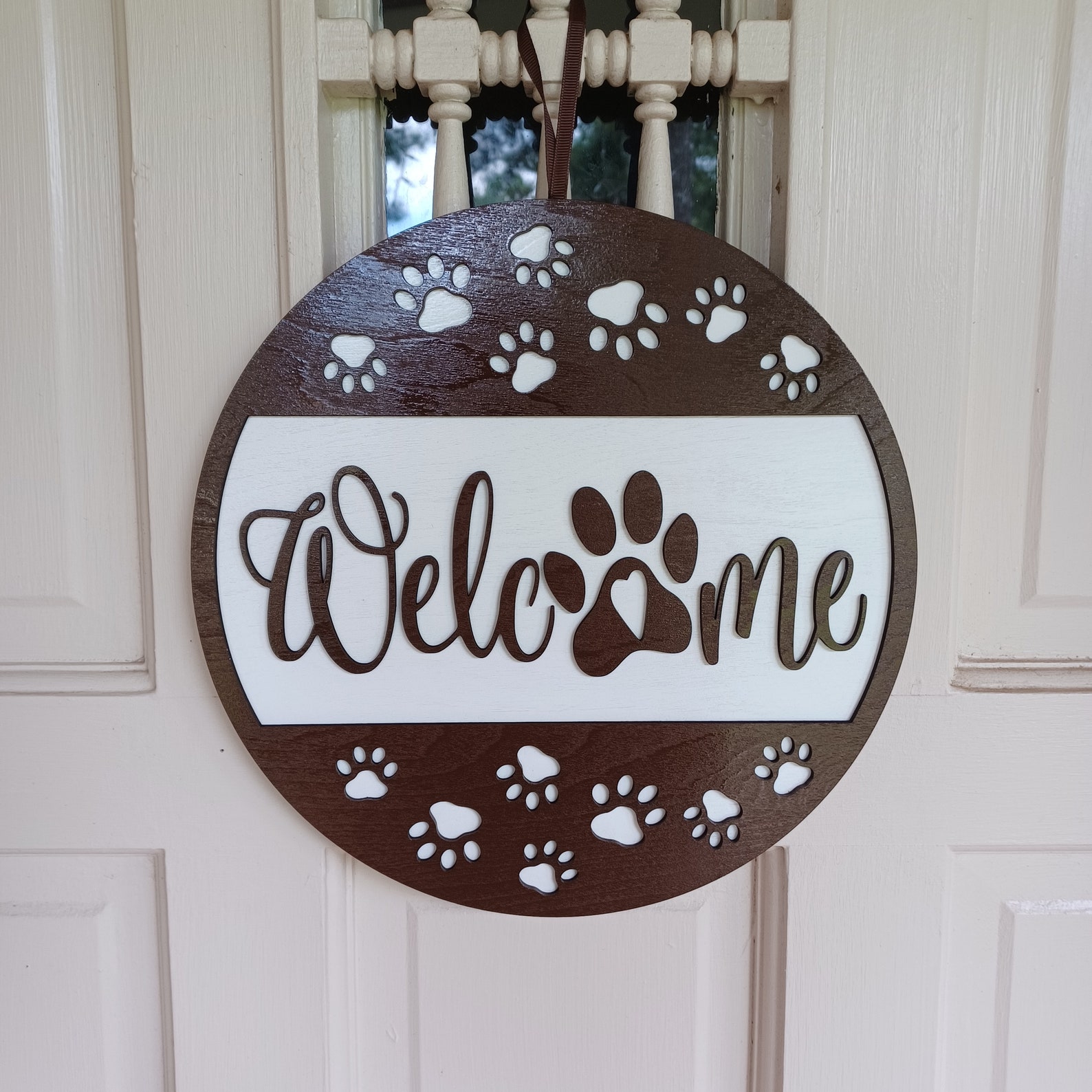 Welcome With Paw Prints | Year Round Wreath | Pet Lover Gifts | Paw ...