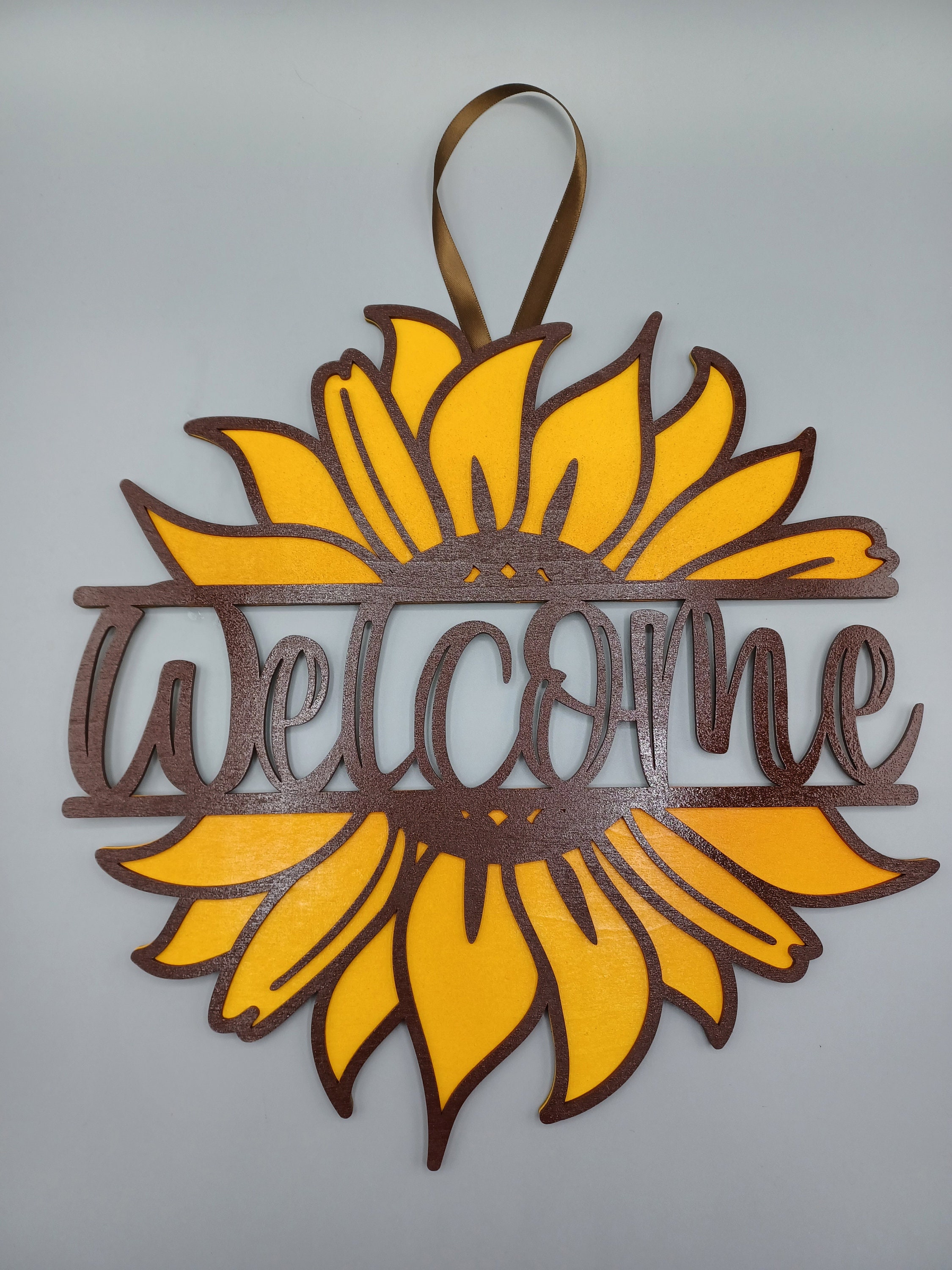 Sunflower Welcome Sign, Front Door Sign, Welcome Door Hanger ...