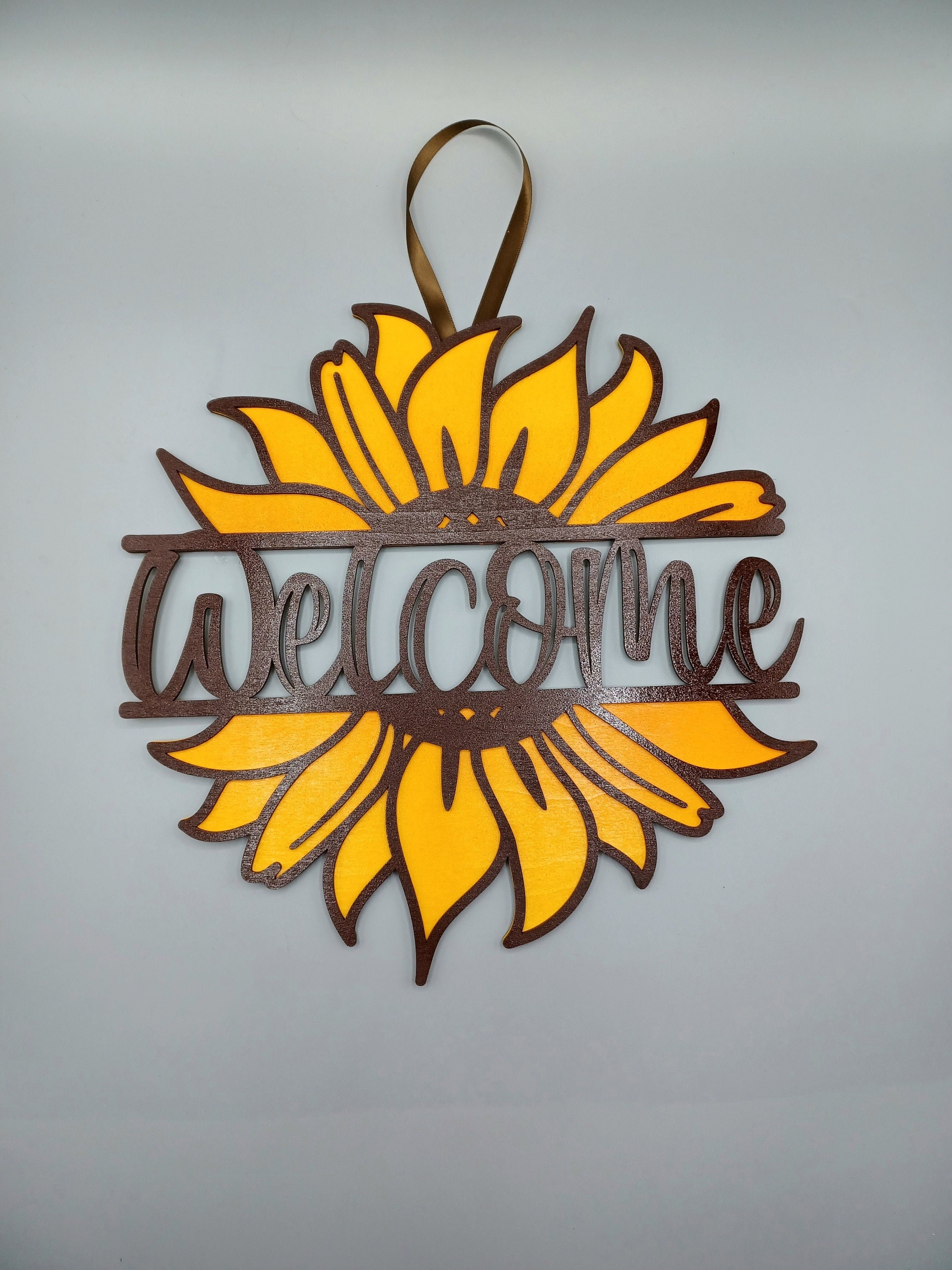 Sunflower Welcome Sign, Front Door Sign, Welcome Door Hanger ...