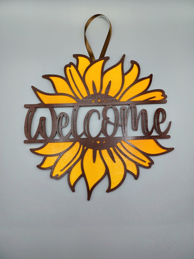 Sunflower Welcome Sign, Front Door Sign, Welcome Door Hanger ...