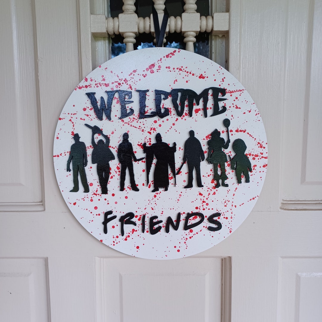 Horror Movie Welcome Sign, Spooky Halloween Decor, Birch Wood - Etsy