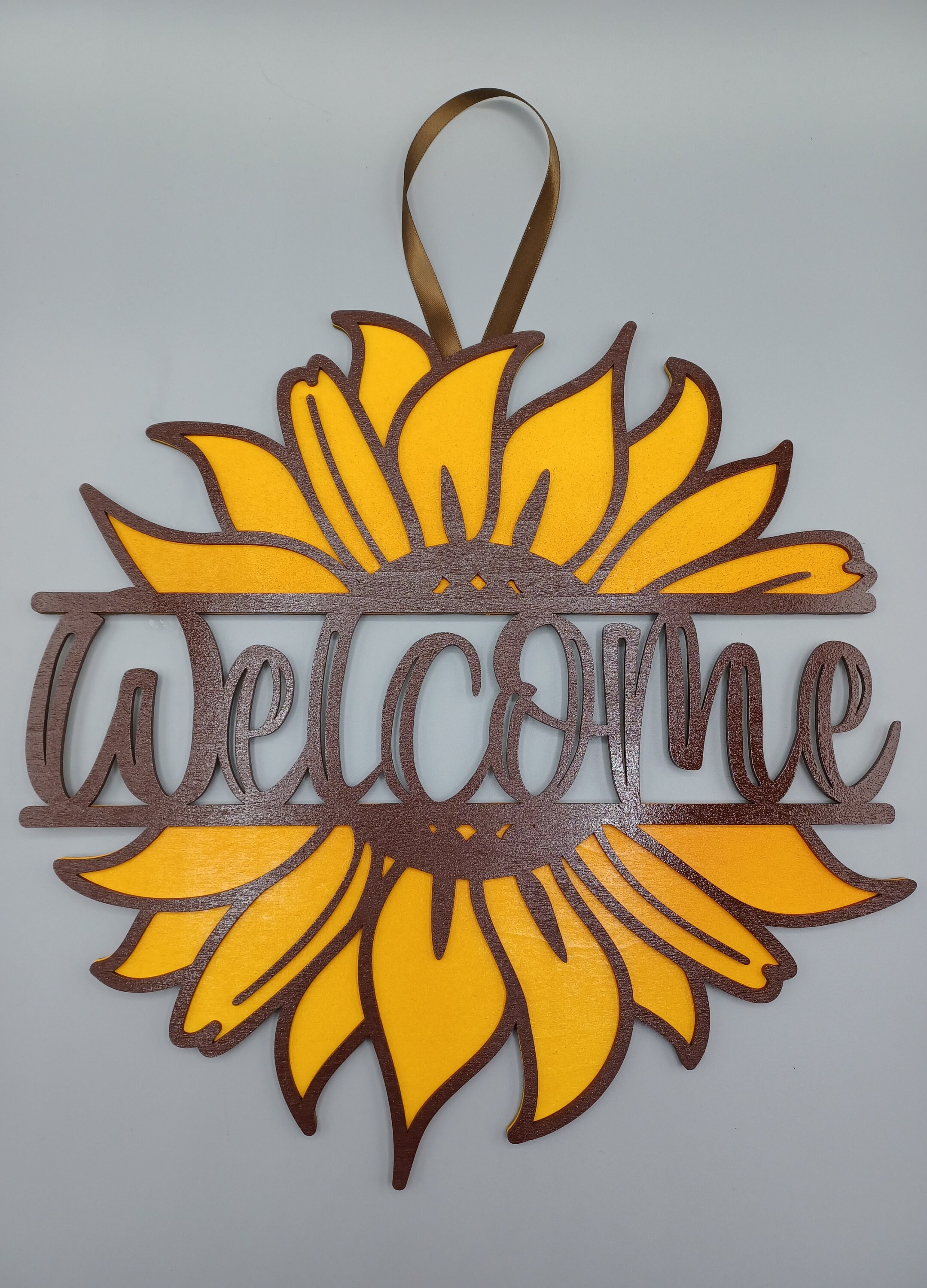 Sunflower Welcome Sign, Front Door Sign, Welcome Door Hanger ...