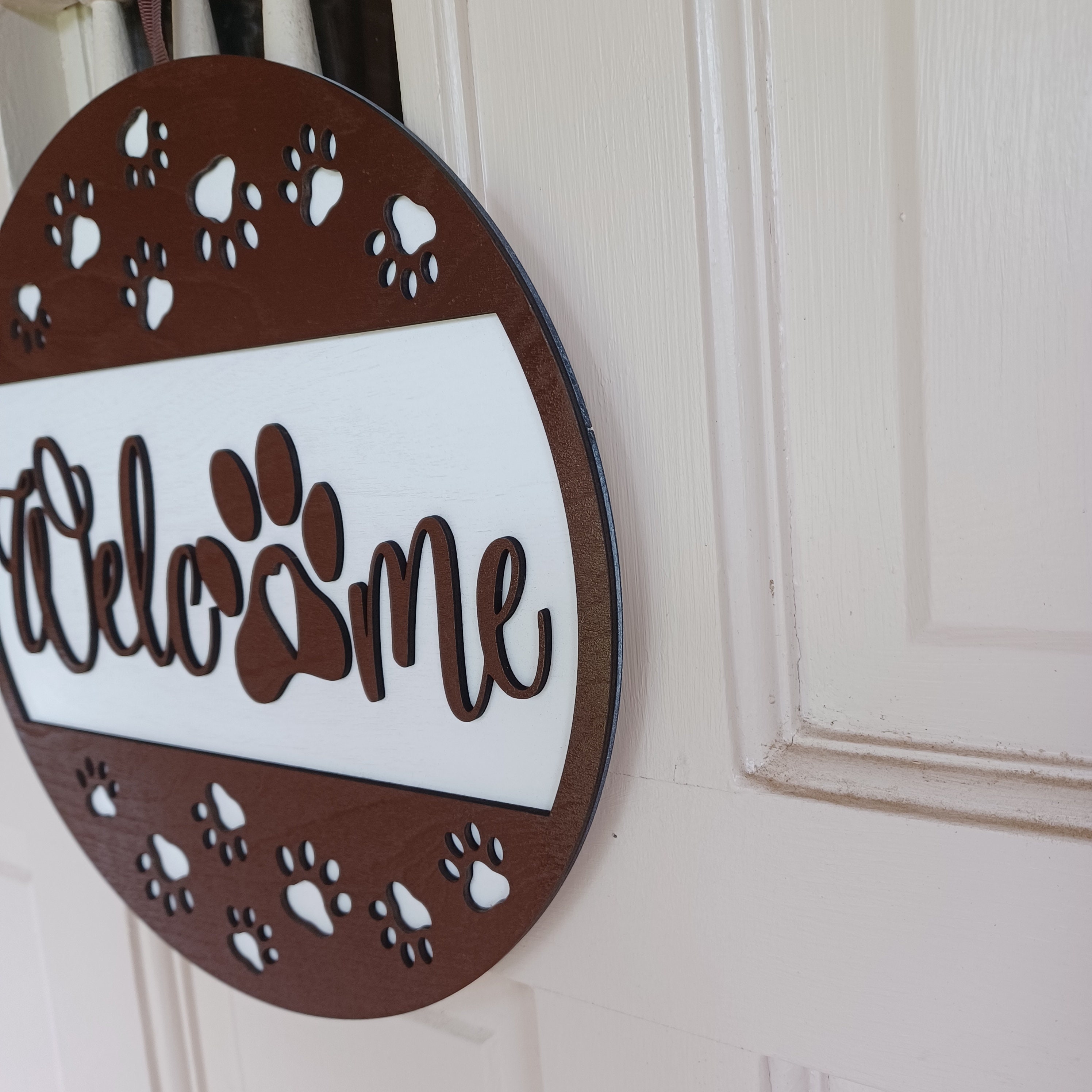 Welcome With Paw Prints | Year Round Wreath | Pet Lover Gifts | Paw ...