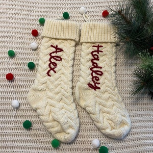 Personalized Christmas Stocking// Hand Embroidered Stocking// Stocking ...