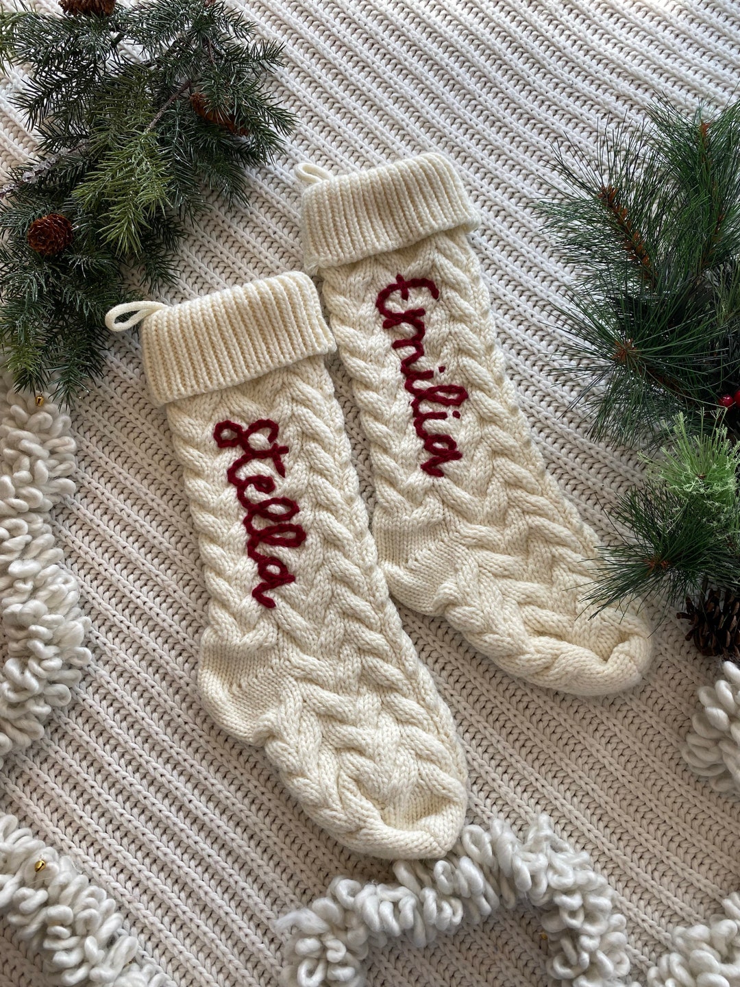 Personalized Christmas Stocking// Hand Embroidered Stocking// Stocking ...