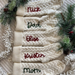 Personalized Christmas Stocking// Hand Embroidered Stocking// Stocking ...