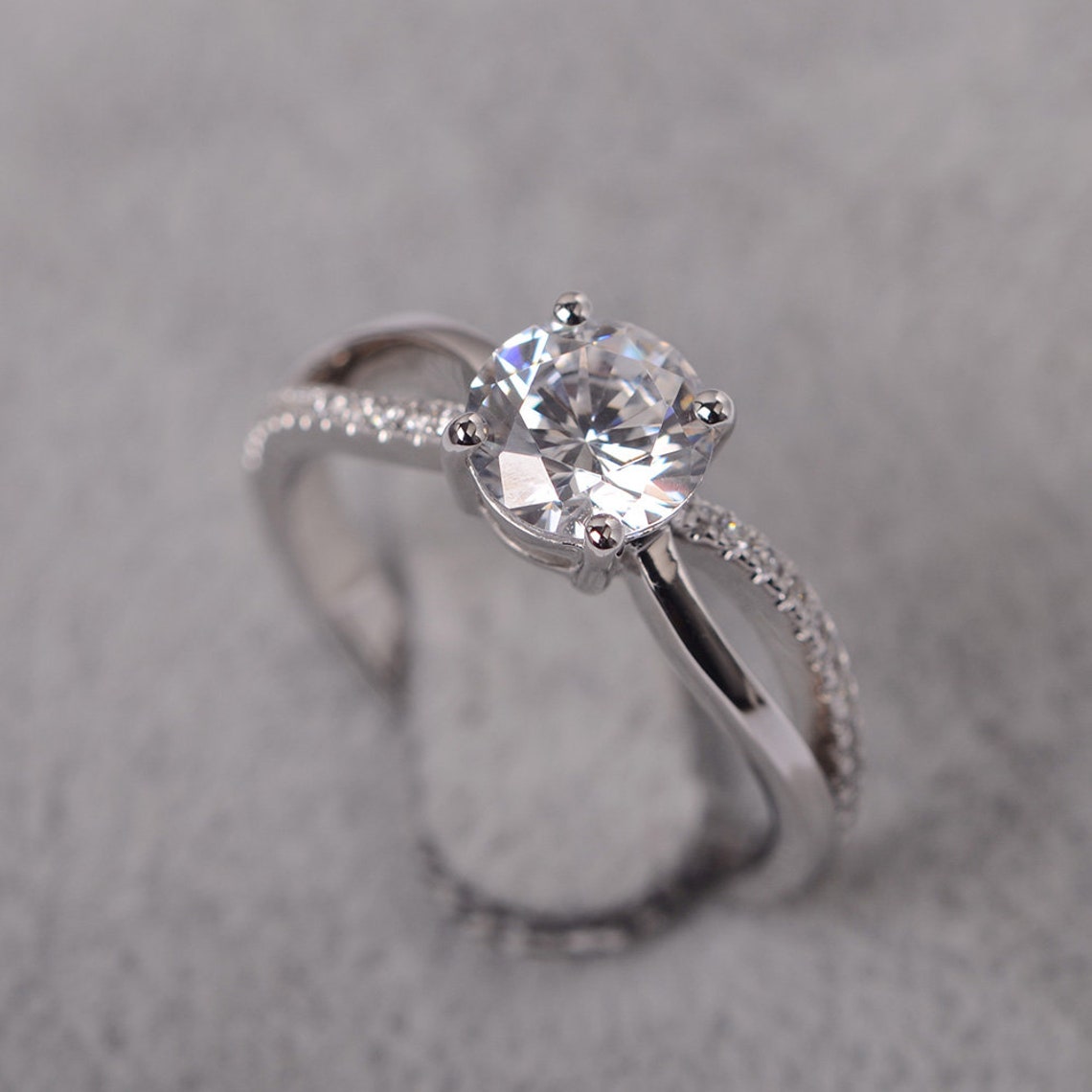 Cubic Zirconia Engagement Ring Round Cut Simulated Diamond - Etsy
