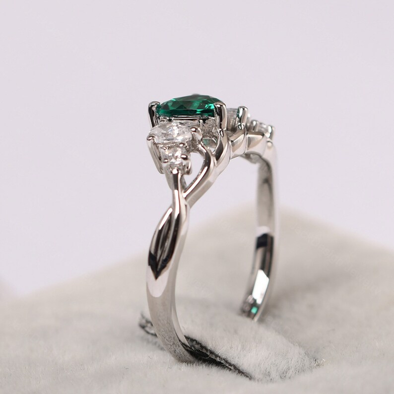 Freeform Emerald Ring Sterling Silver Multi Stone 5 Stone - Etsy