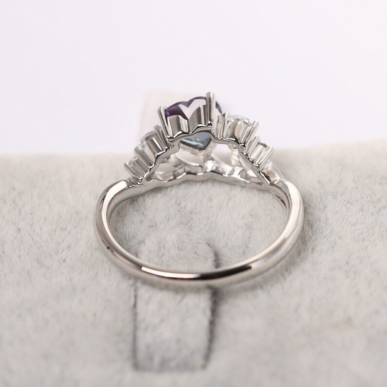 Heart Shaped Alexandrite Ring Multi Stone 5 Stone Wedding Ring - Etsy
