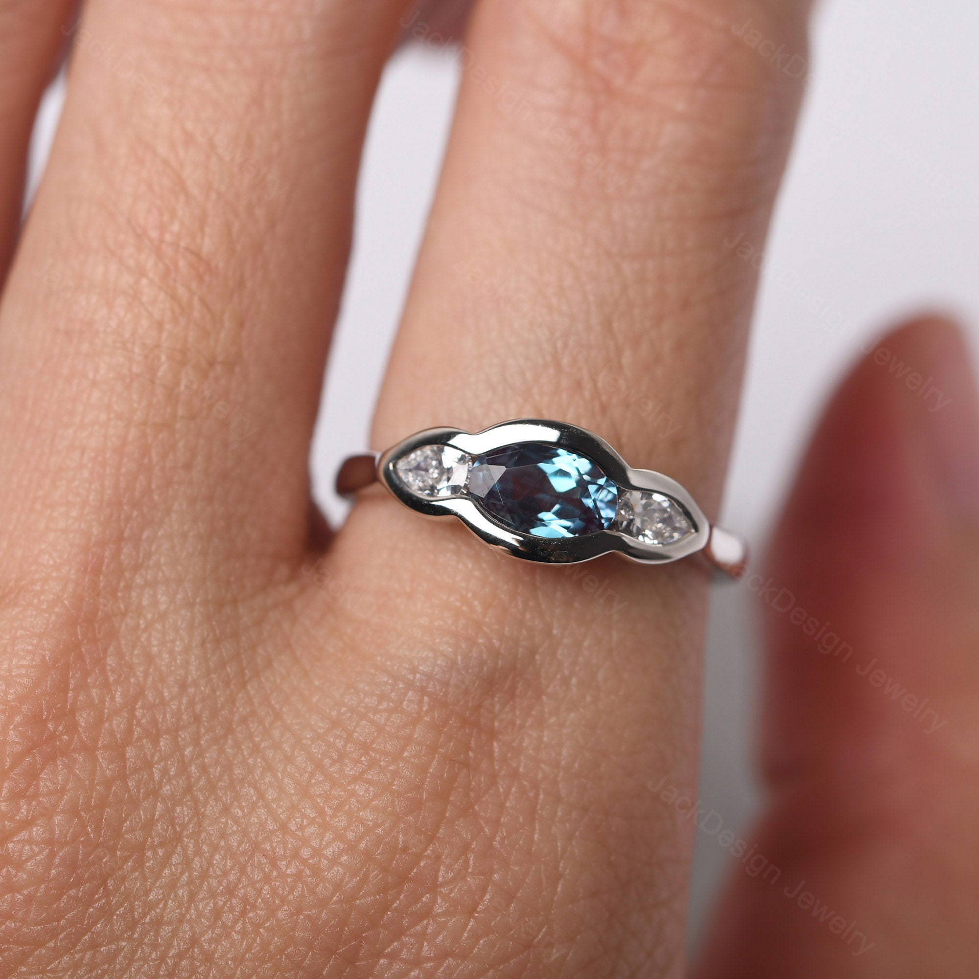 Unique Color Changing Alexandrite Anniversary Ring Silver Oval | Etsy