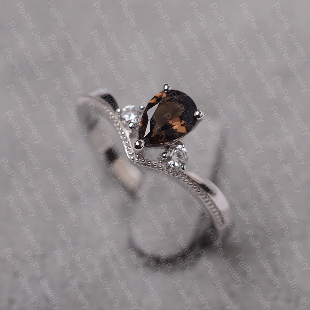 Smoky quartz ring sterling silver engagement ring for women | Etsy